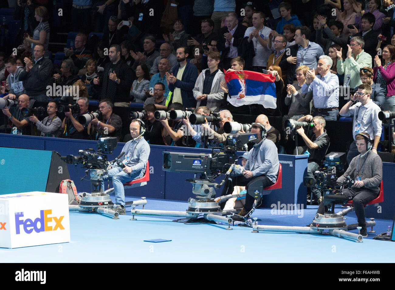 Members of the crowd celebration Serbian Novak Djokovic victory over ...