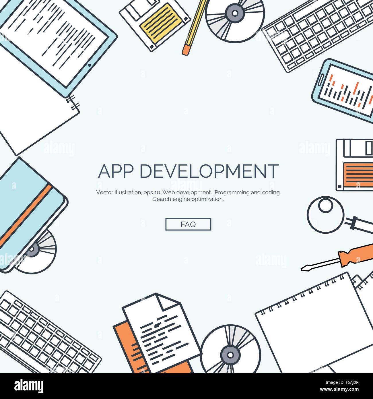 Vector illustration, lined. Flat computing background. Programming ,coding. Web development and ...