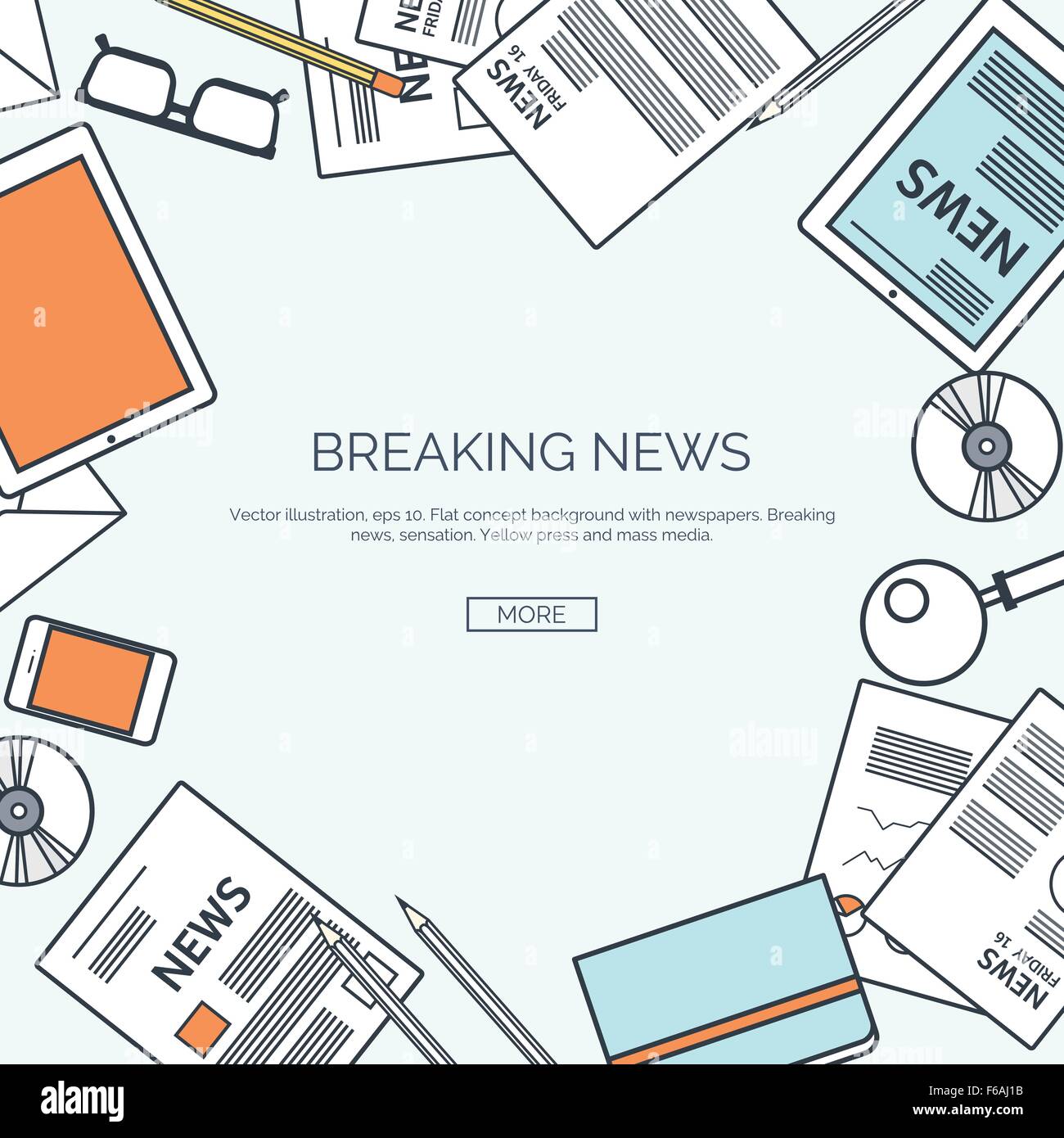 Vector illustration, lined. Flat header. Newsletter, information ...