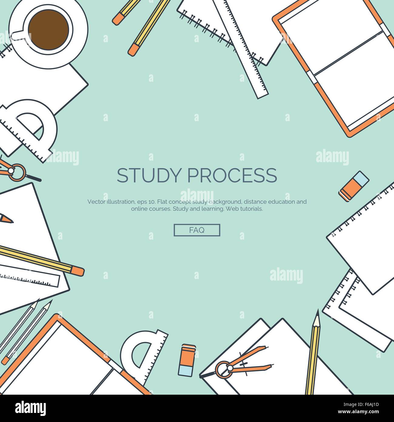 Vector illustration, lined. Flat backgrounds set. Distance education ...