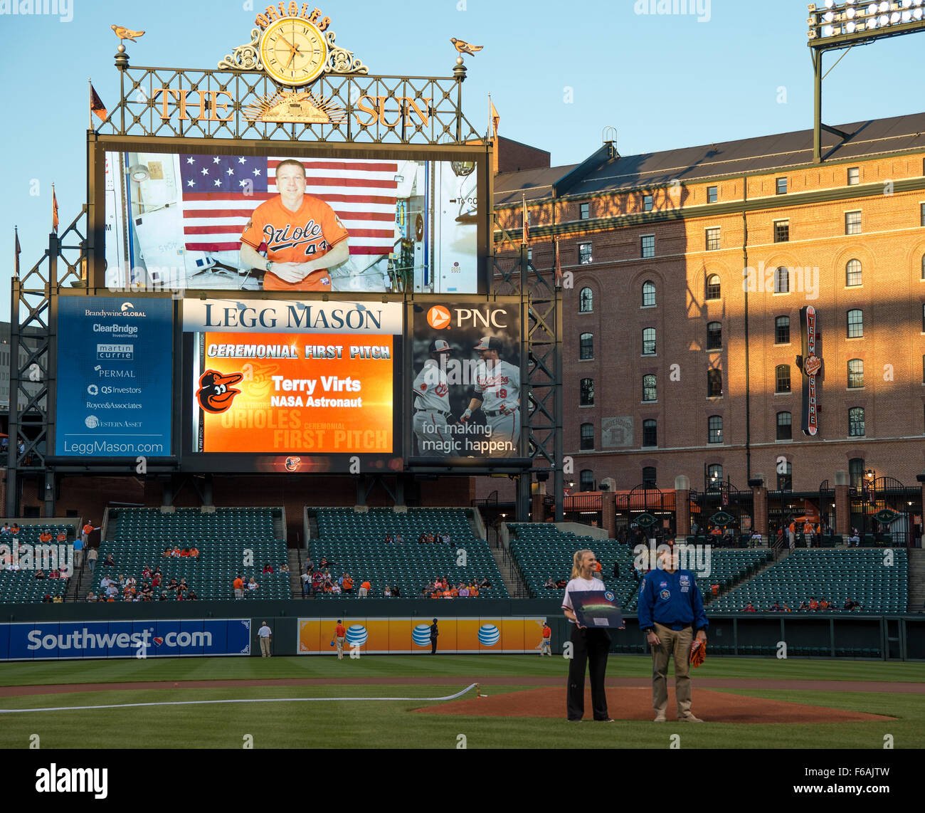 Astronaut Terry Virts threw the first pitch at a Baltimore Orioles game ...