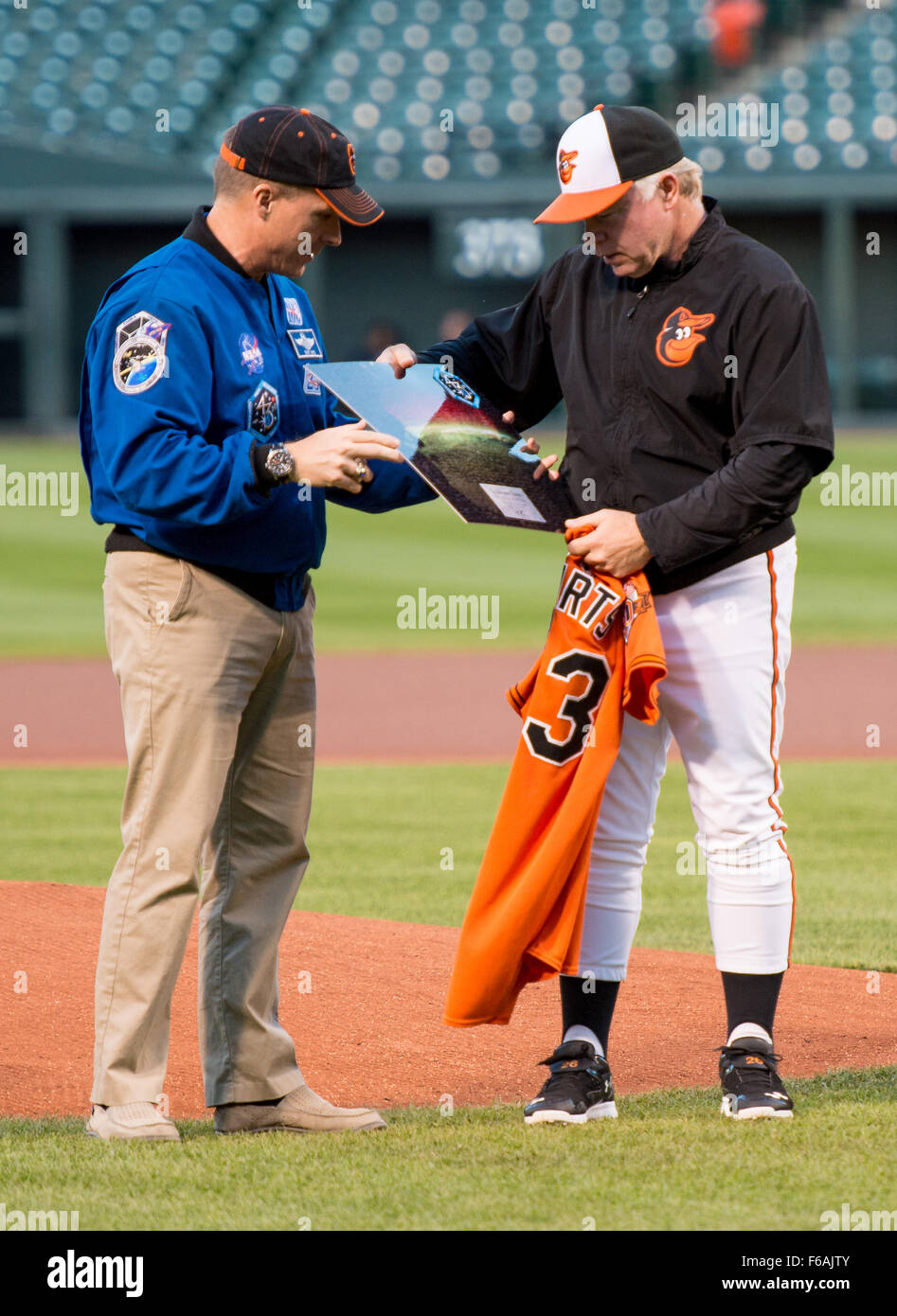 Astronaut Terry Virts Orioles First Pitch Stock Photo - Alamy