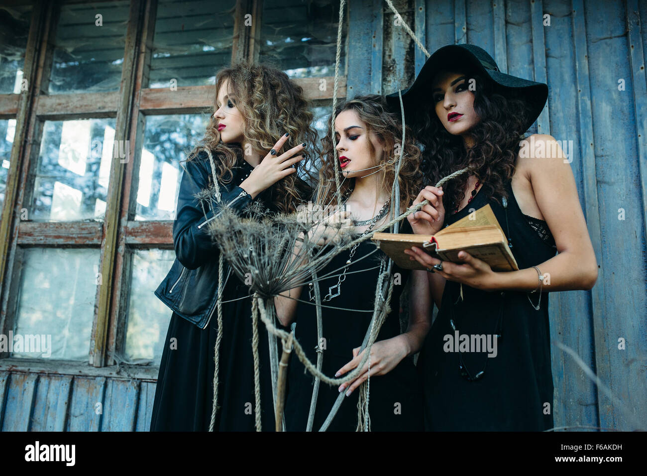 three vintage women as witches Stock Photo - Alamy