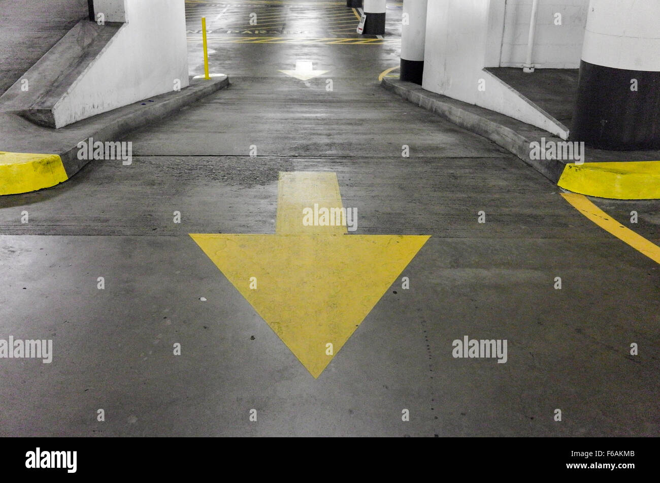 Direction arrow in car park, Los Angeles, California, USA Stock Photo ...