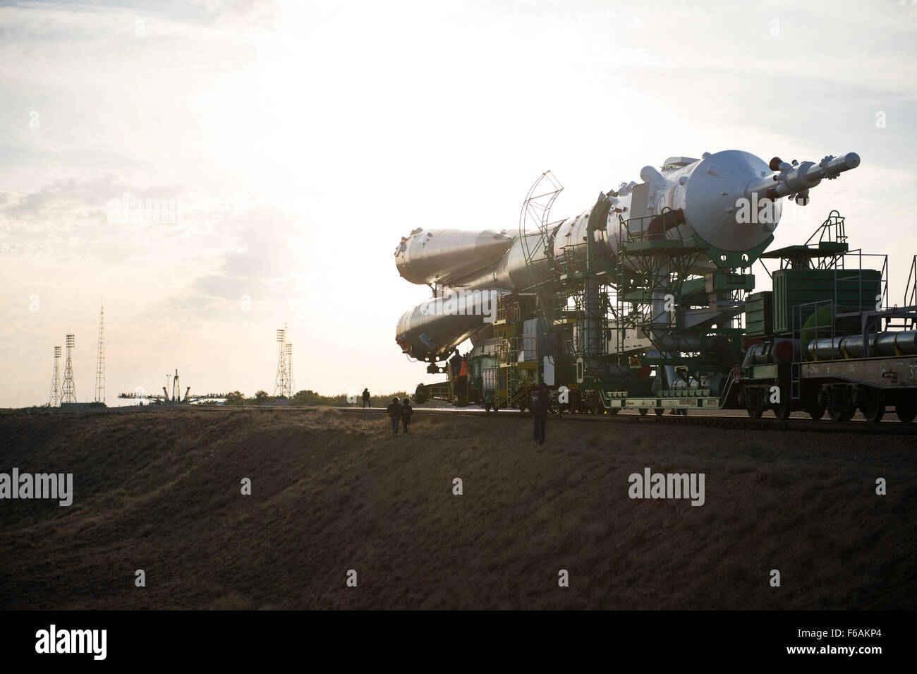 The Soyuz TMA-14M spacecraft for Expedition 41 is rolled out to the ...