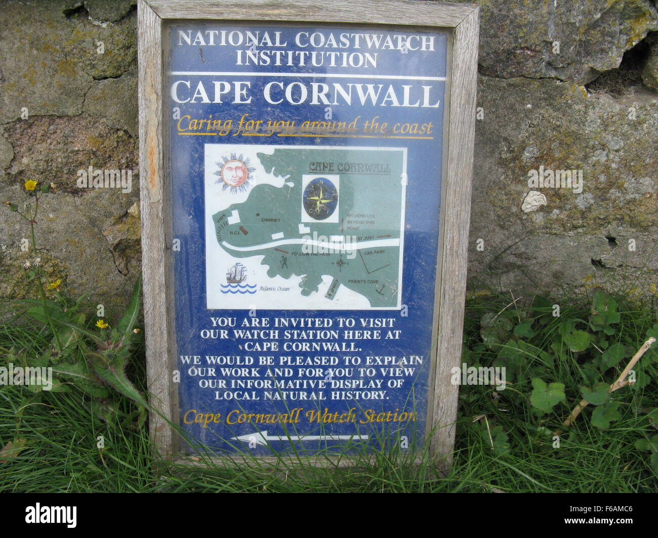Cape Cornwall Sign, St Just, Cornwall, England, UK Stock Photo - Alamy
