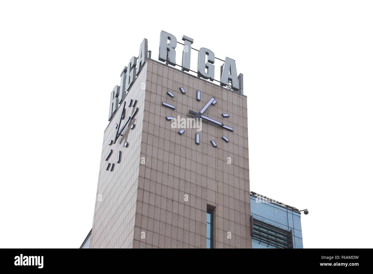 Riga station clock Stock Photo - Alamy