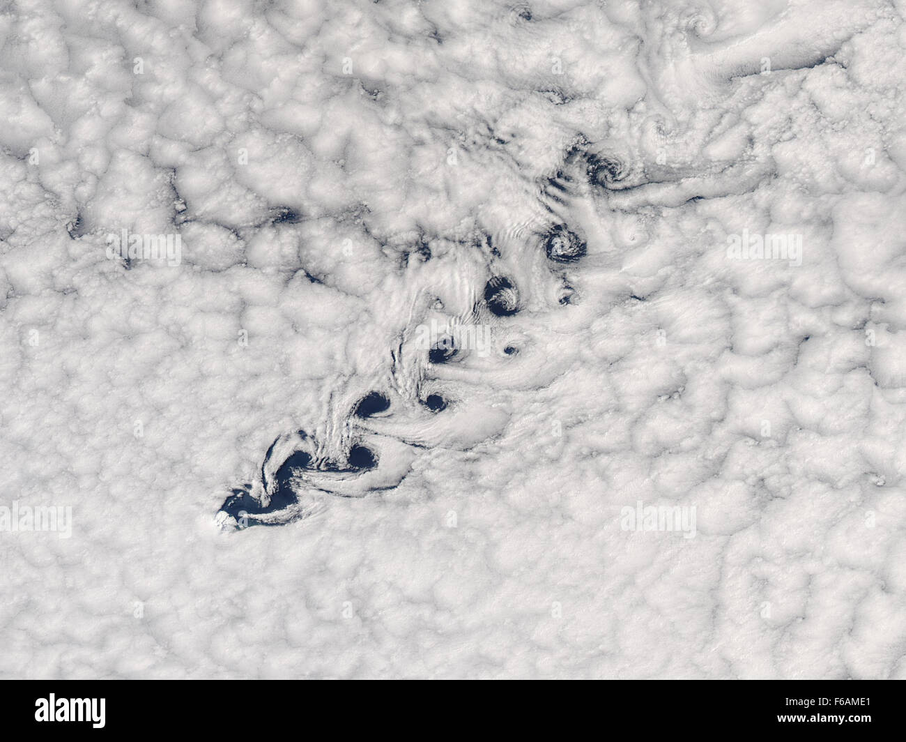 A cloud vortex is captured by NASA’s satellites, showcasing the dynamic ...