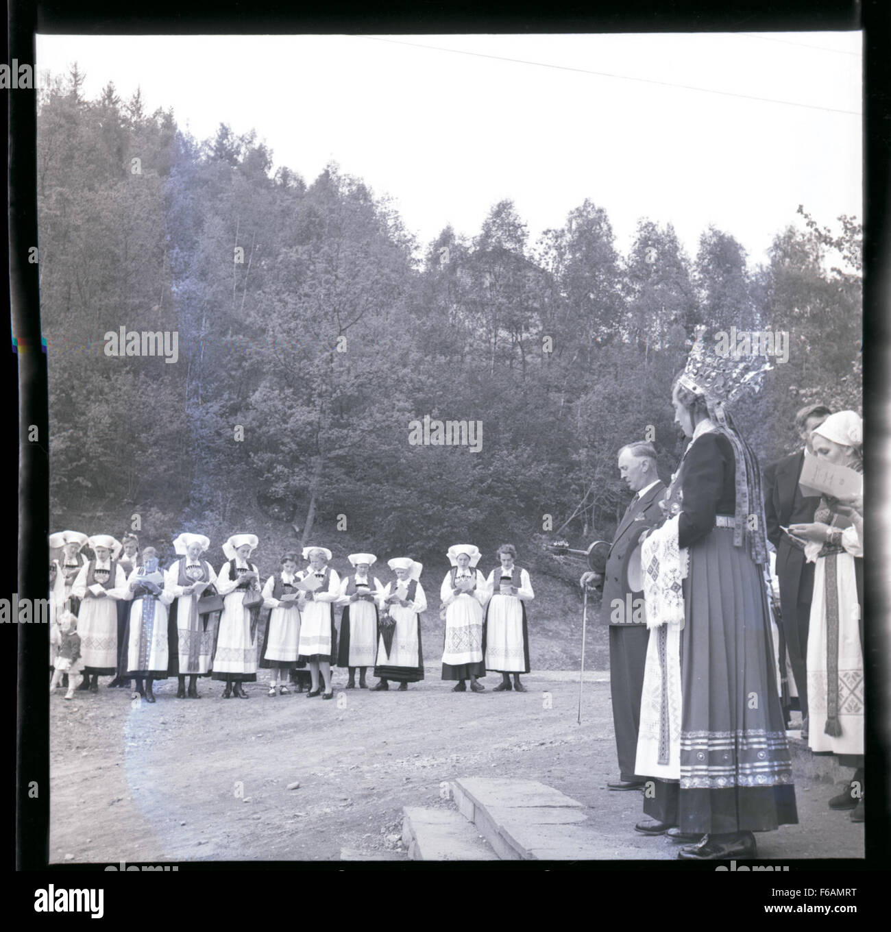 This image depicts a traditional Norwegian wedding in the Hardanger ...