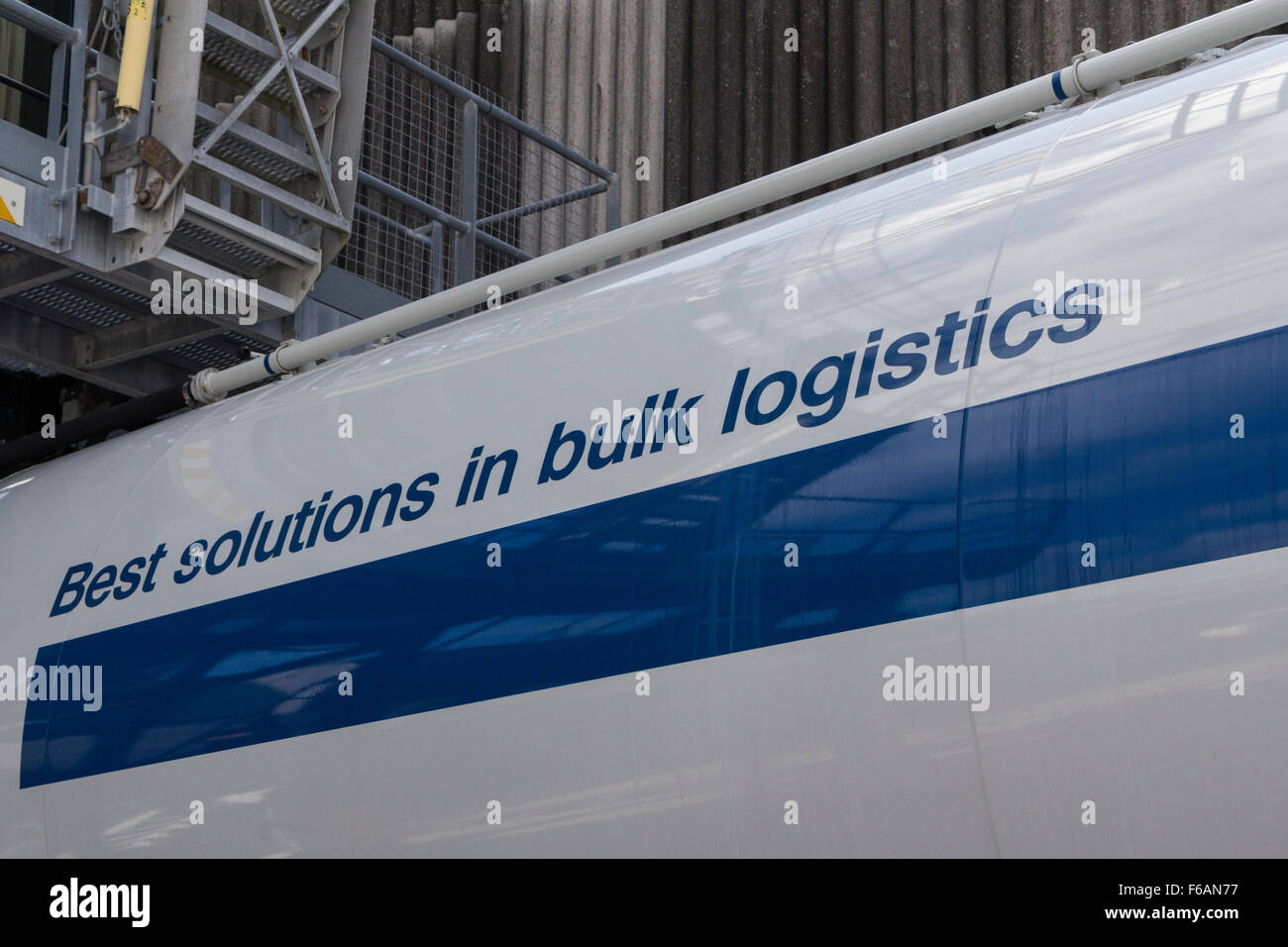 A bulk powder tanker belonging to the Schmidt company showing various ...