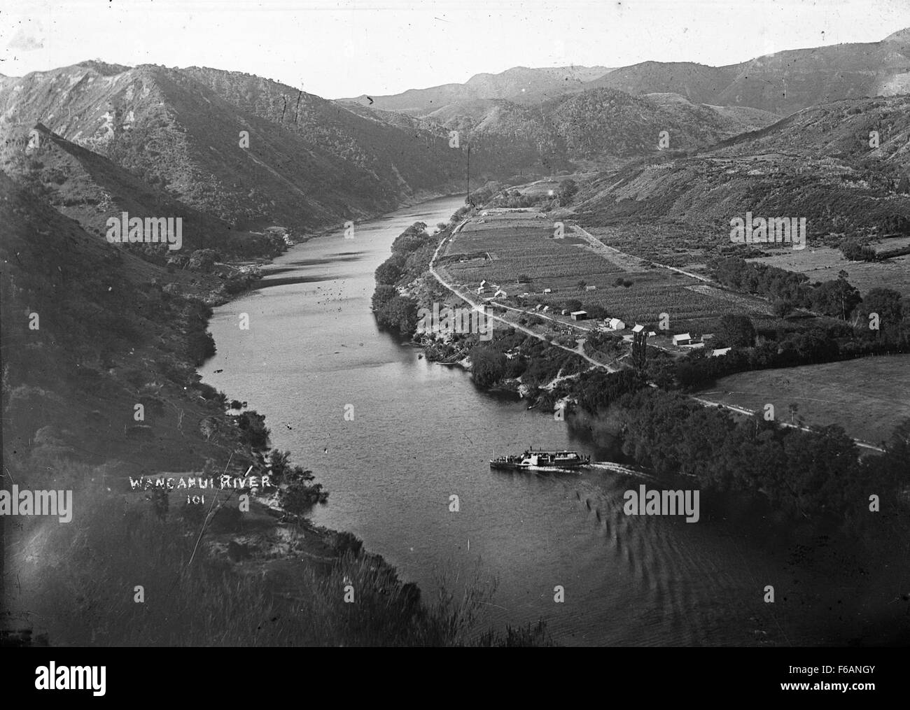 A scenic view of the Whanganui River and the town of Whanganui, New ...