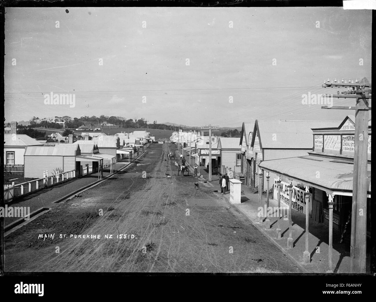 Main Street in Pukekohe, New Zealand, captured in a vintage photograph ...