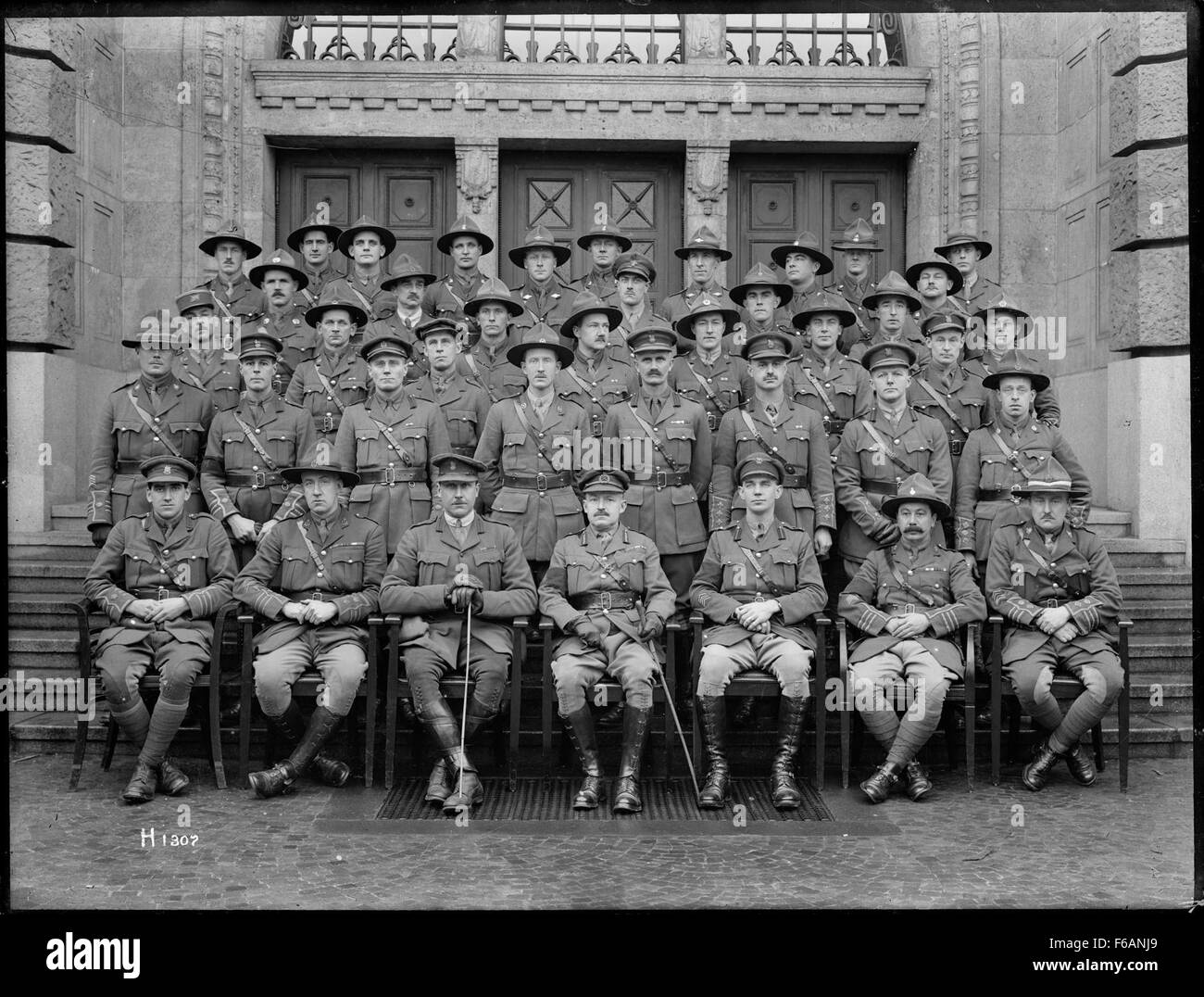 Major General Russell and his staff officers are shown at their ...