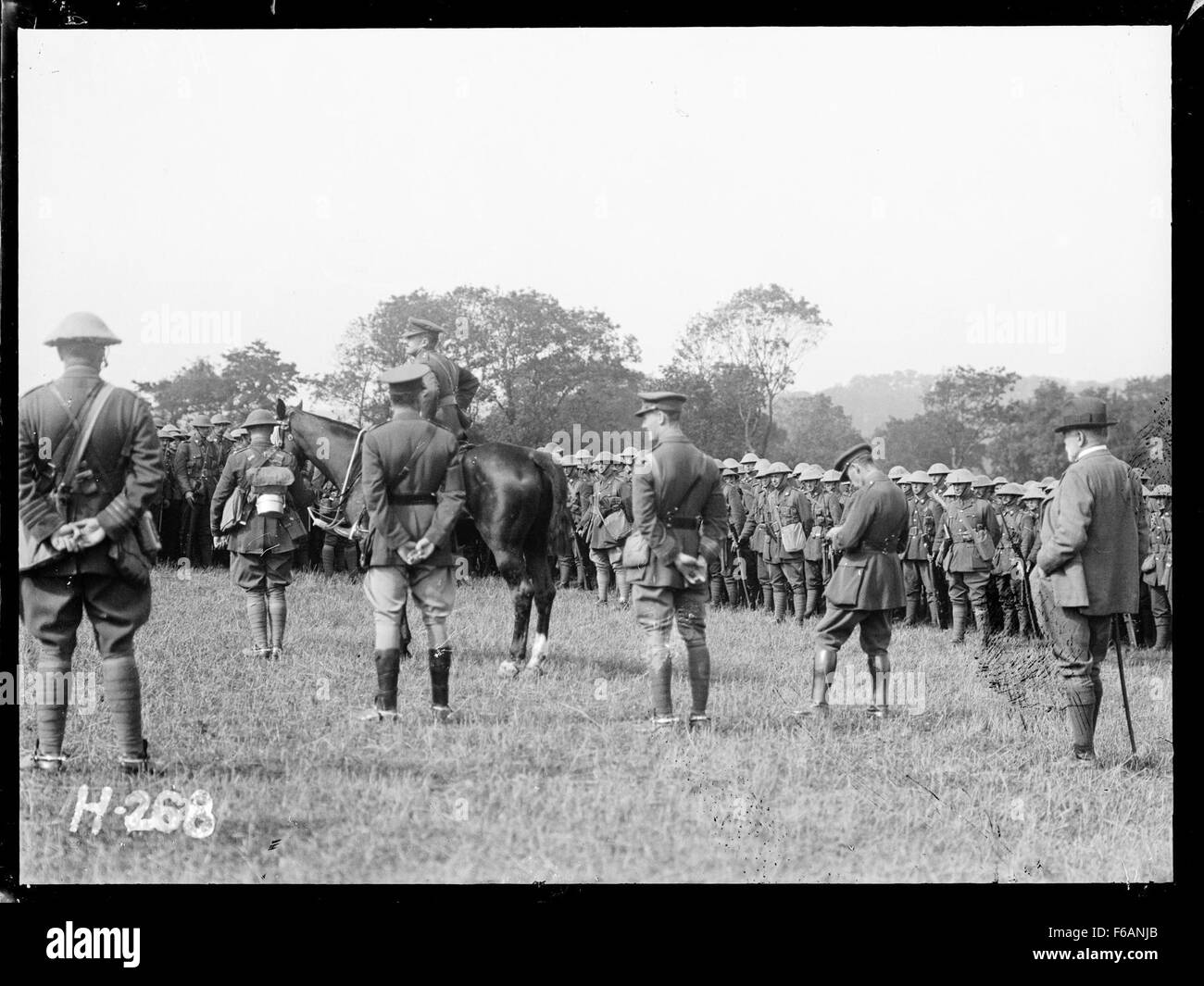 Major-General Russell and Sir Thomas MacKenzie are shown during a troop ...