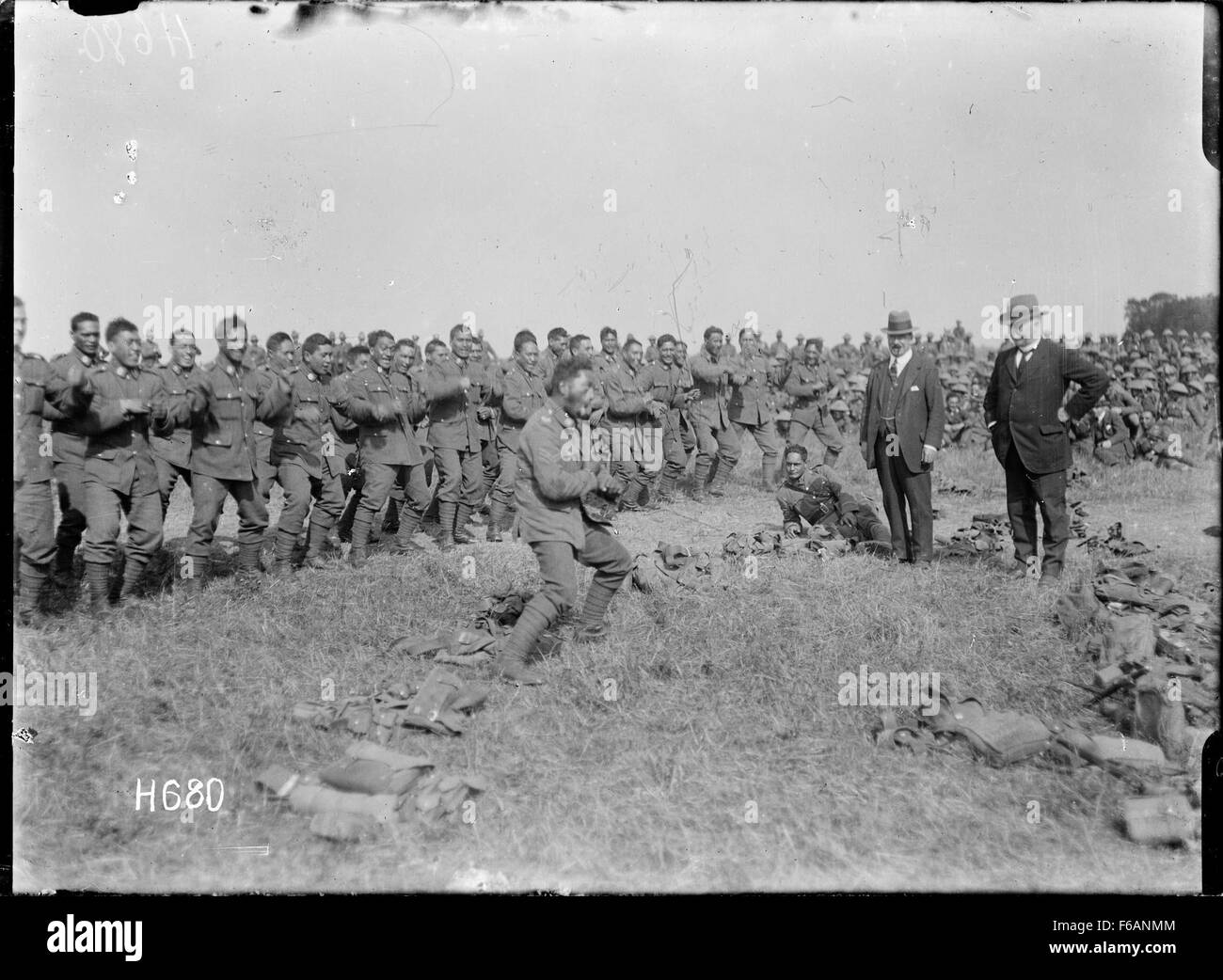 Members of the Pioneer Battalion performing the traditional haka dance ...