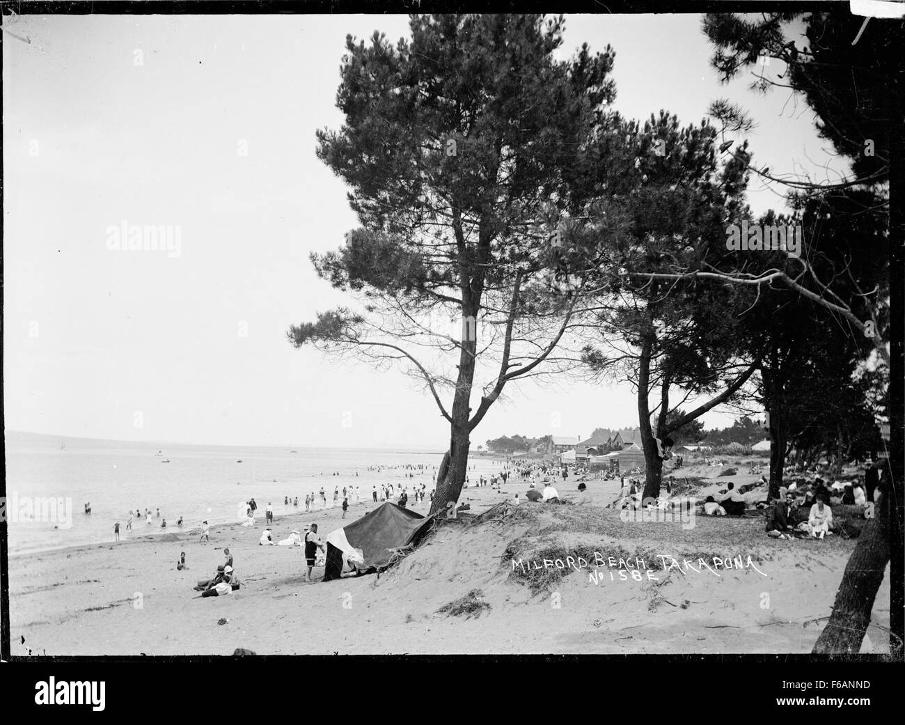 Milford Beach, located in Auckland, New Zealand, is a popular coastal ...