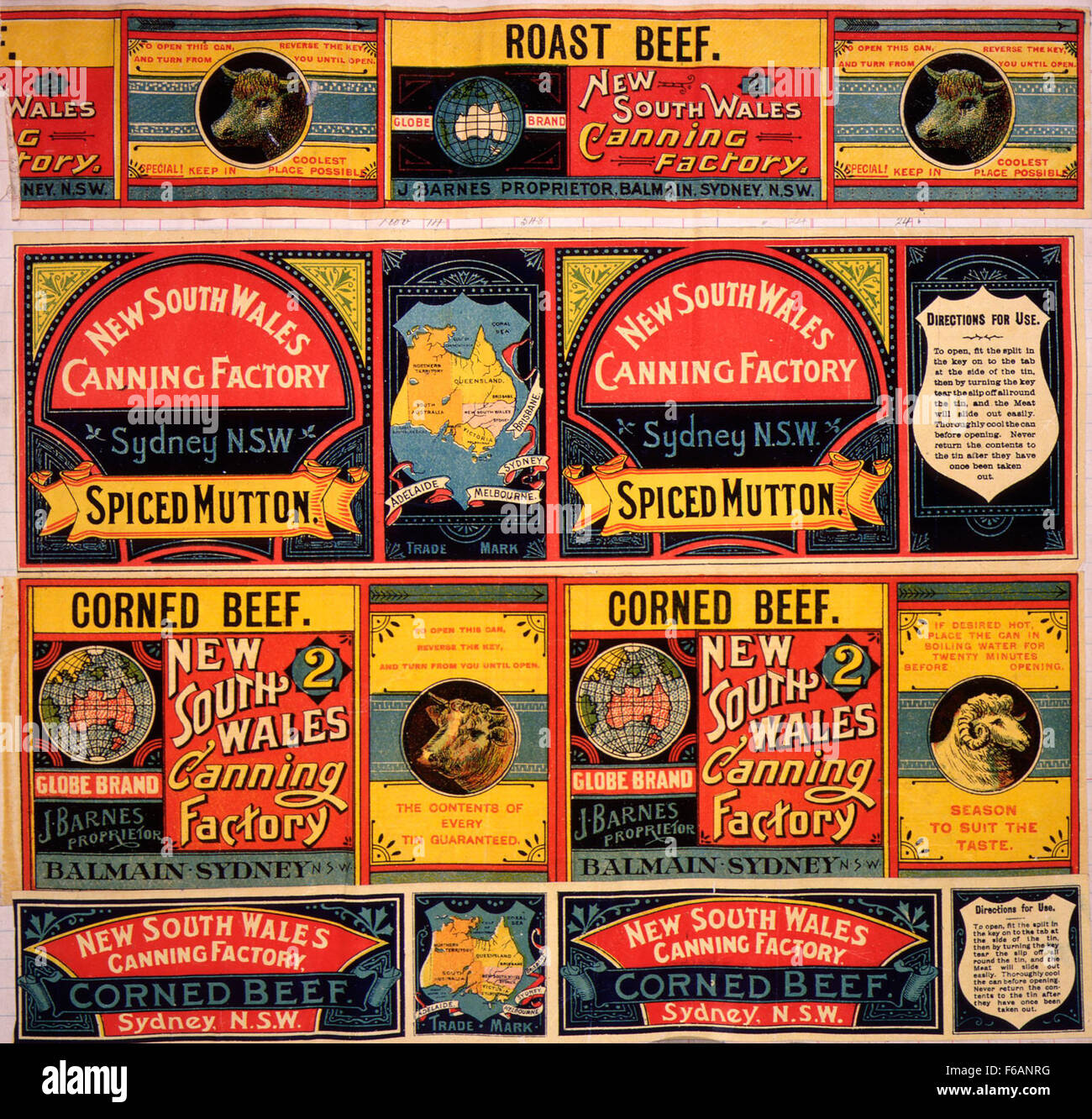 The New South Wales Canning Factory produced labels for various food ...