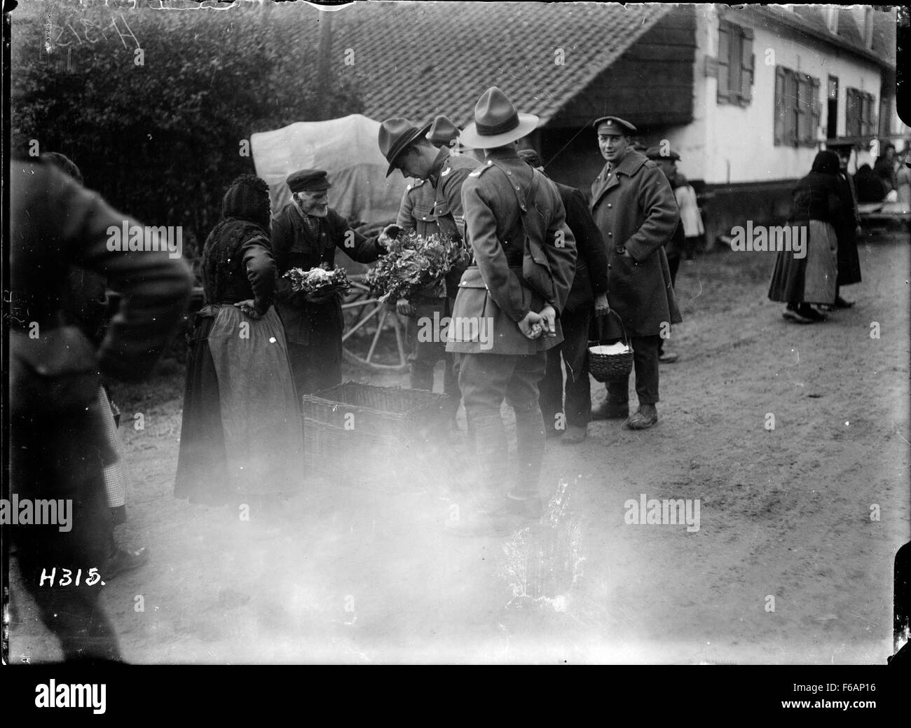 A photograph showing New Zealand soldiers during World War I purchasing ...