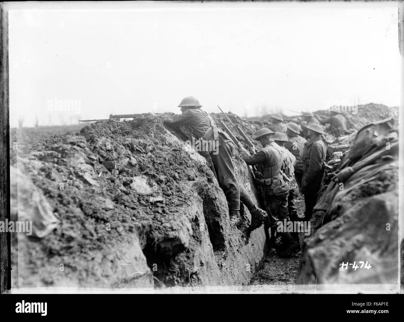 This photograph captures New Zealand soldiers on the front line during ...