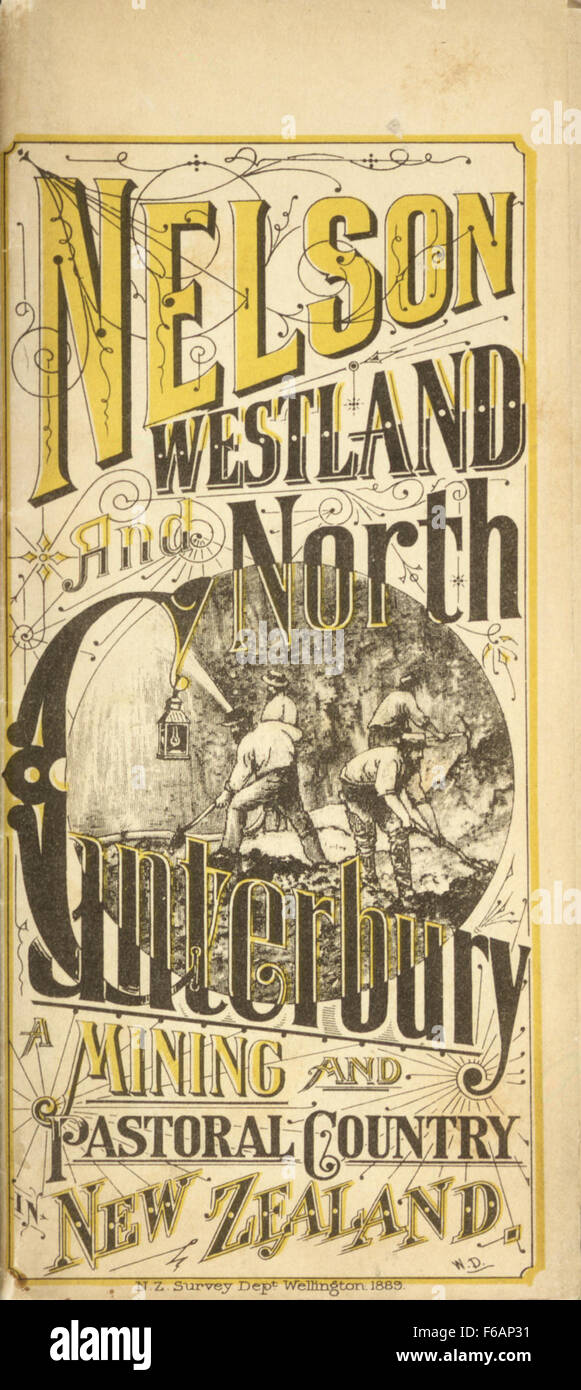 A historical map showing the geographical regions of Nelson, Westland ...