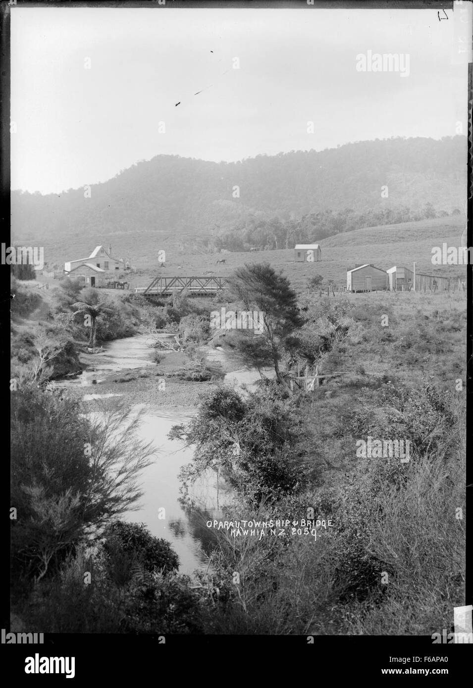 This photograph captures the Oparau township and its bridge in Waikato ...