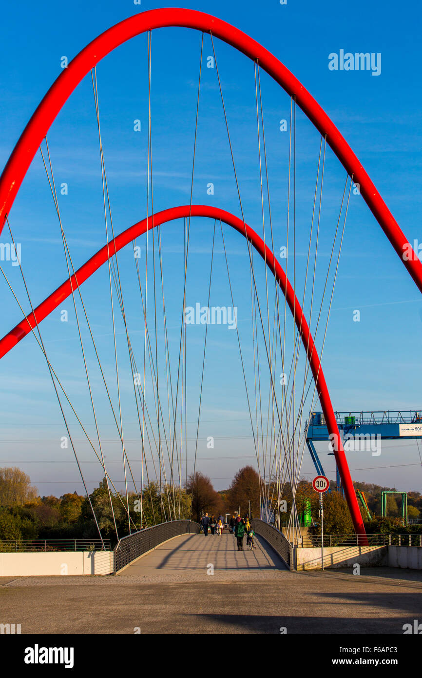 Pedestrian bridge over Rhein-Heiner-Kanal, an artificial waterway ...