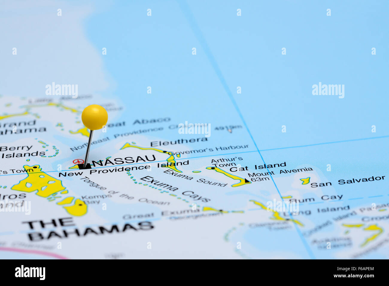 Nassau pinned on a map of America Stock Photo - Alamy