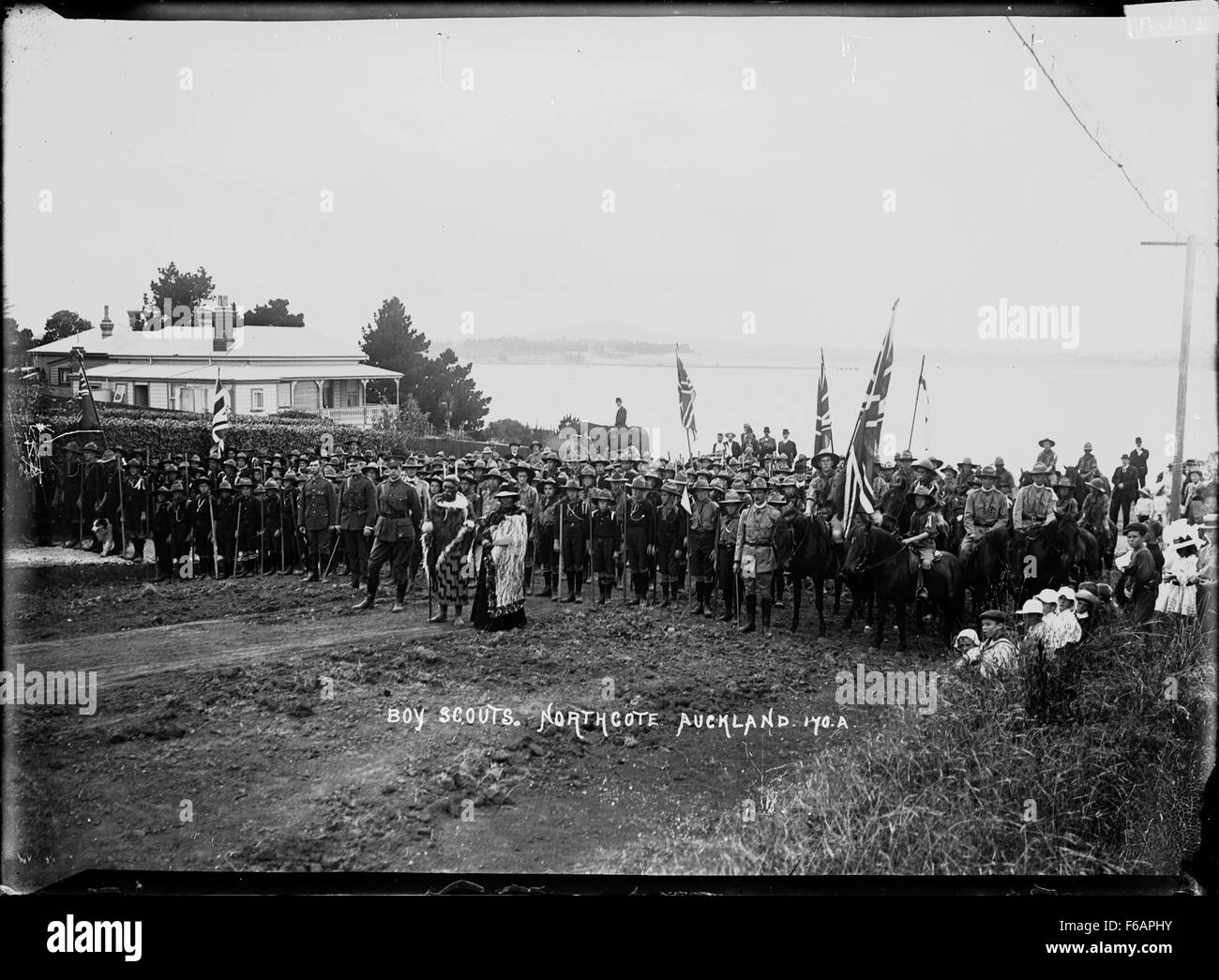 The parade of Boy Scouts in Northcote, Auckland, captures a moment of ...