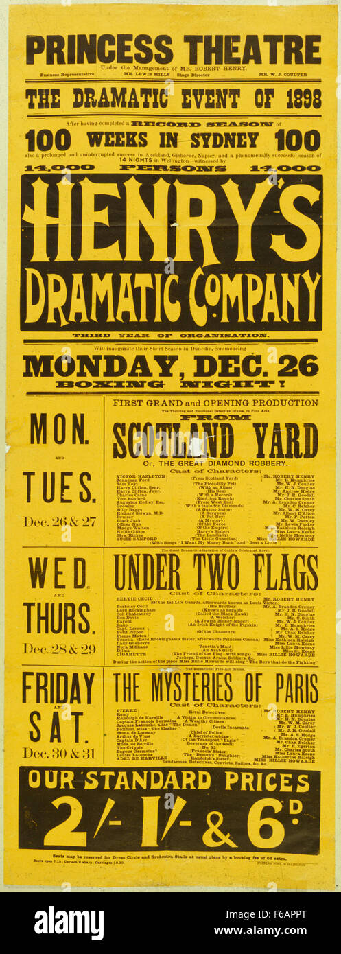 Princess Theatre (Dunedin) Henry's Dramatic Company; the dramatic event ...