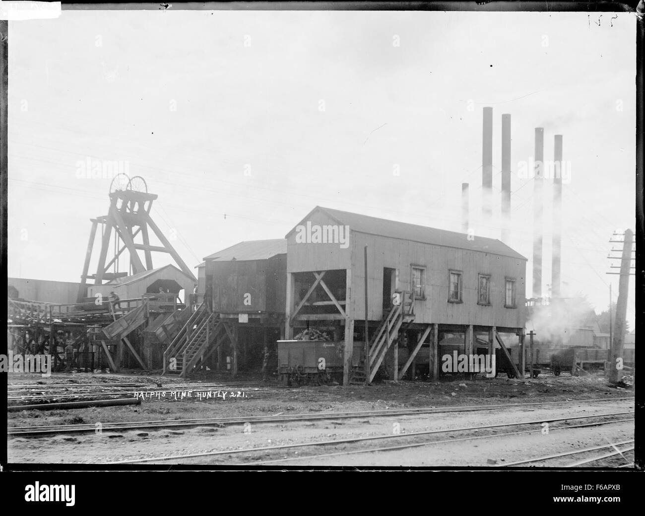 This early 20th-century photograph captures Ralph's Mine in Huntly ...