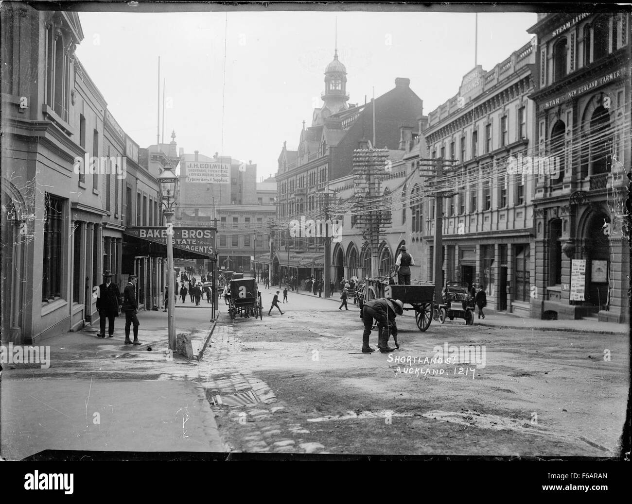 A historical photograph of Shortland Street in Auckland, New Zealand ...