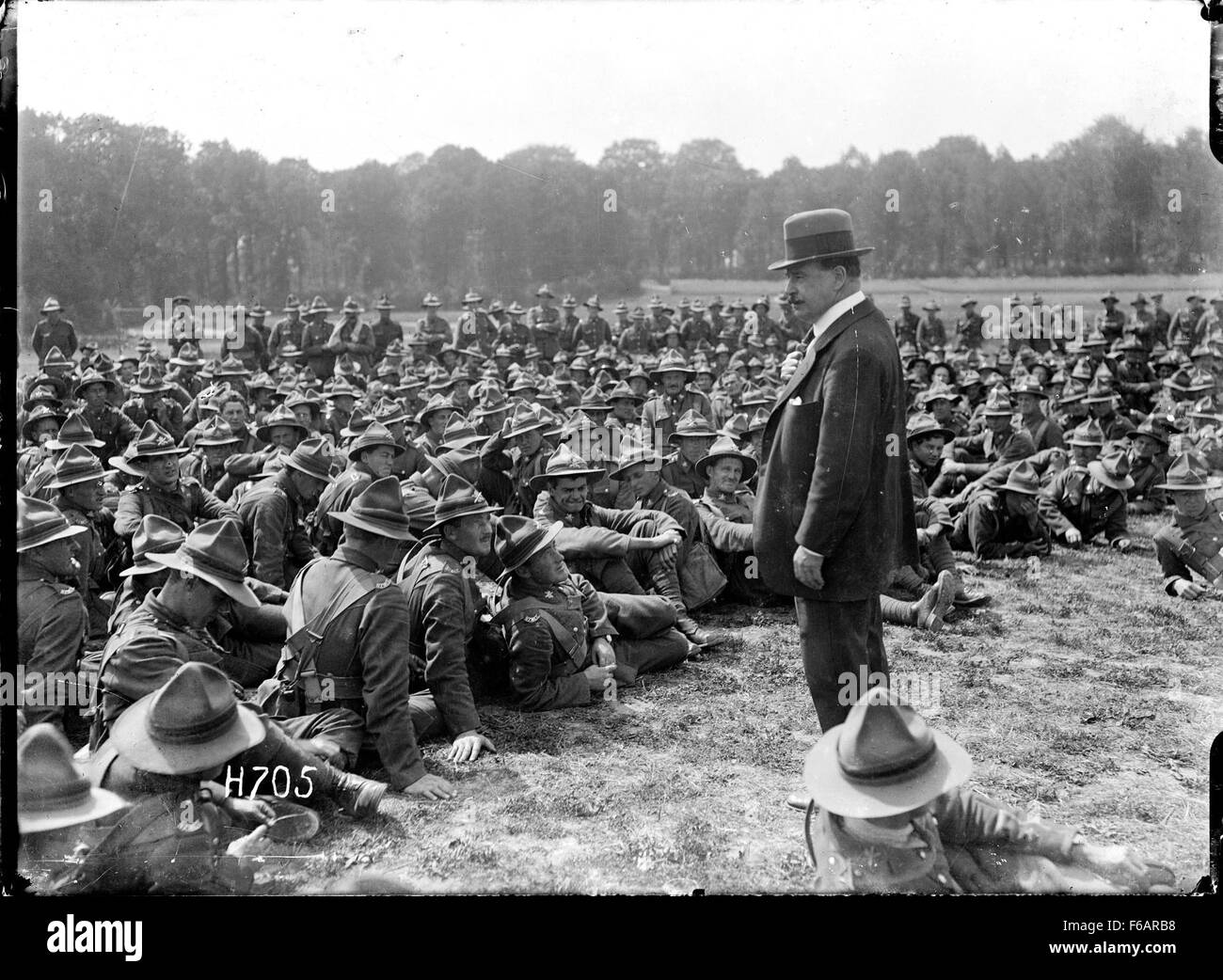 A historical image of Sir Joseph Ward, addressing the Machine Gun ...