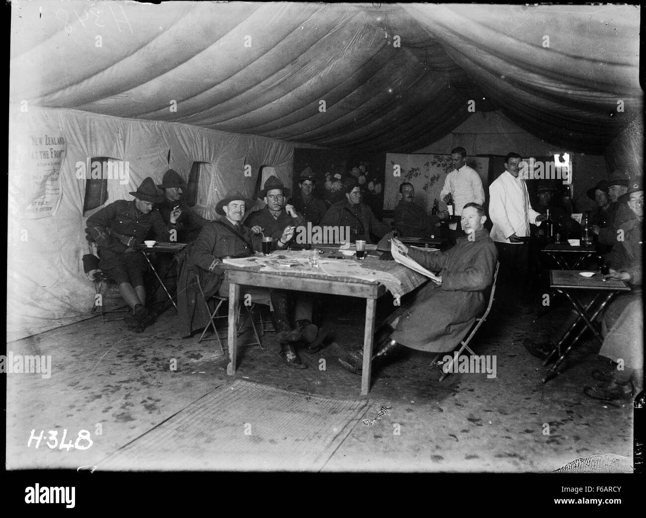 Soldiers are pictured in a New Zealand officers' club during World War ...