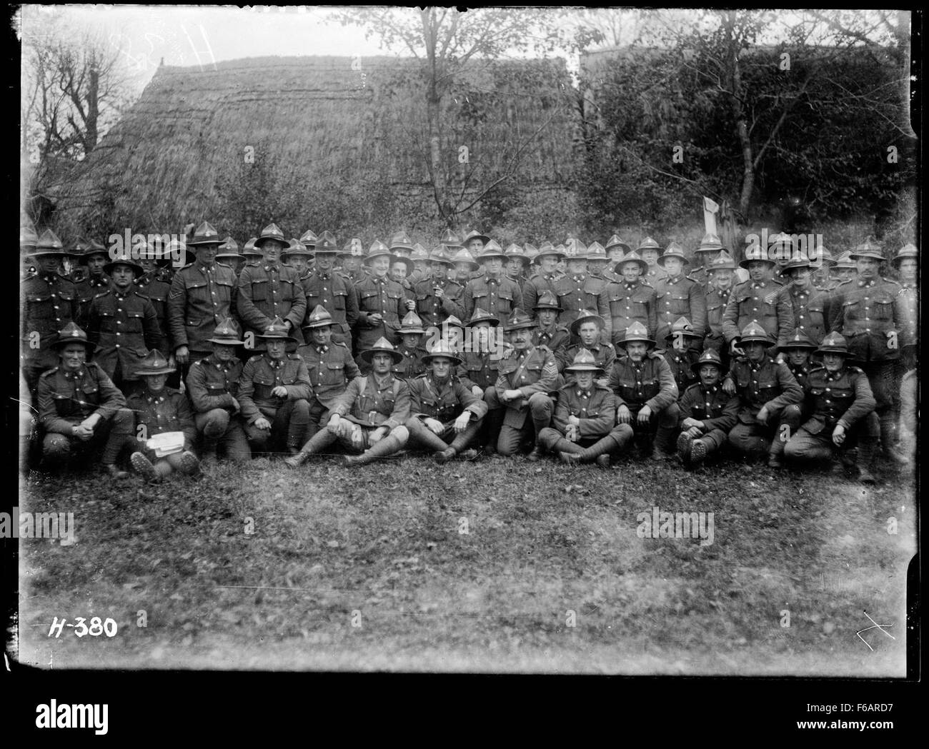A photograph showing soldiers of the Wellington Regiment posing in ...