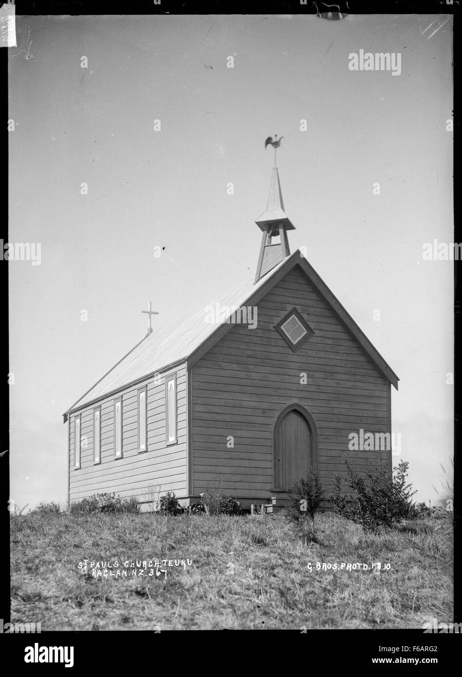 This early 20th-century photograph captures St. Paul's Church in Te Uku ...