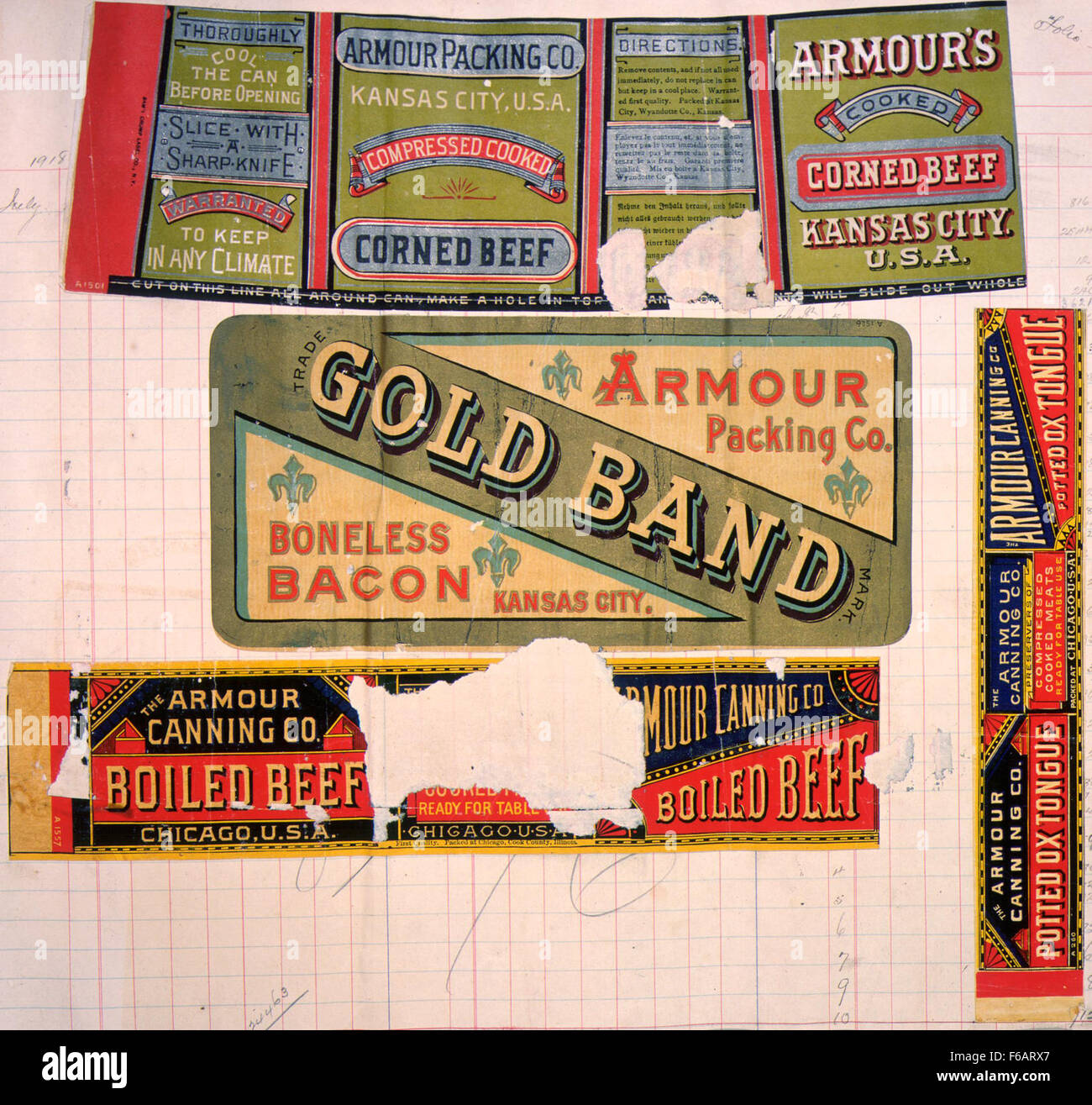 This image shows four labels for Armour Canning Company's Boneless ...