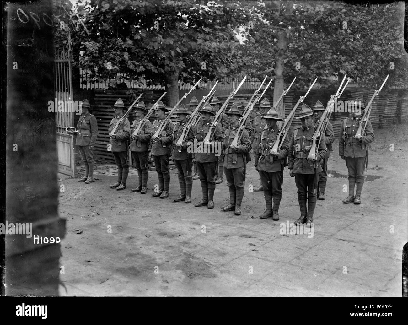 New Zealand soldiers stand guard at the Divisional Headquarters in ...