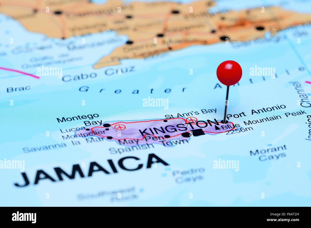 Port Antonio pinned on a map of America Stock Photo - Alamy