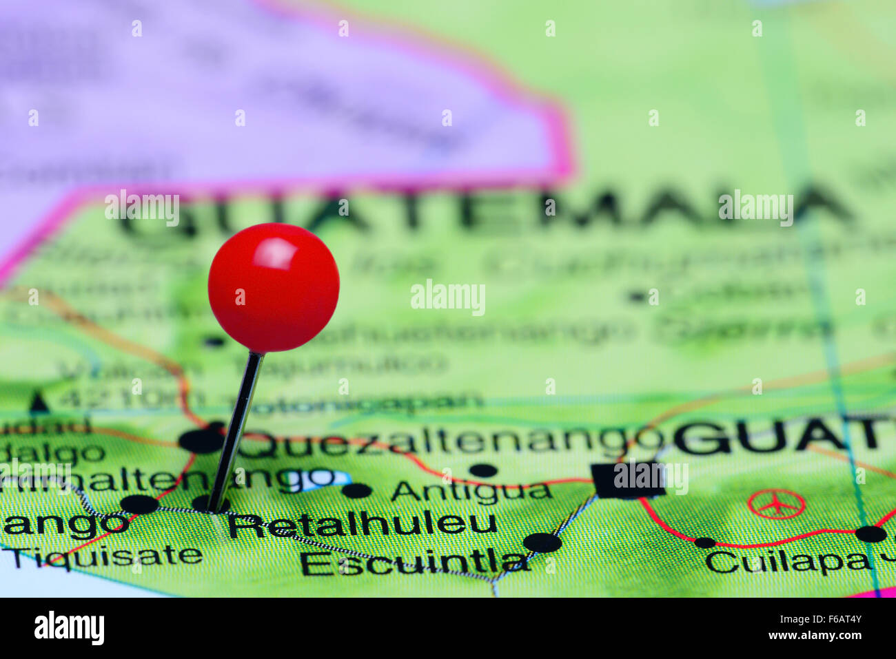 Retalhuleu pinned on a map of America Stock Photo - Alamy