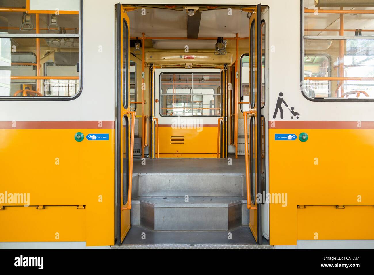 Open tram door hi-res stock photography and images - Alamy