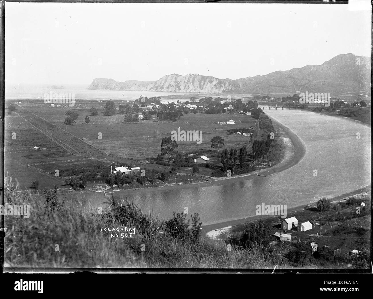 The Uawa River, flowing through Tolaga Bay on New Zealand's North ...