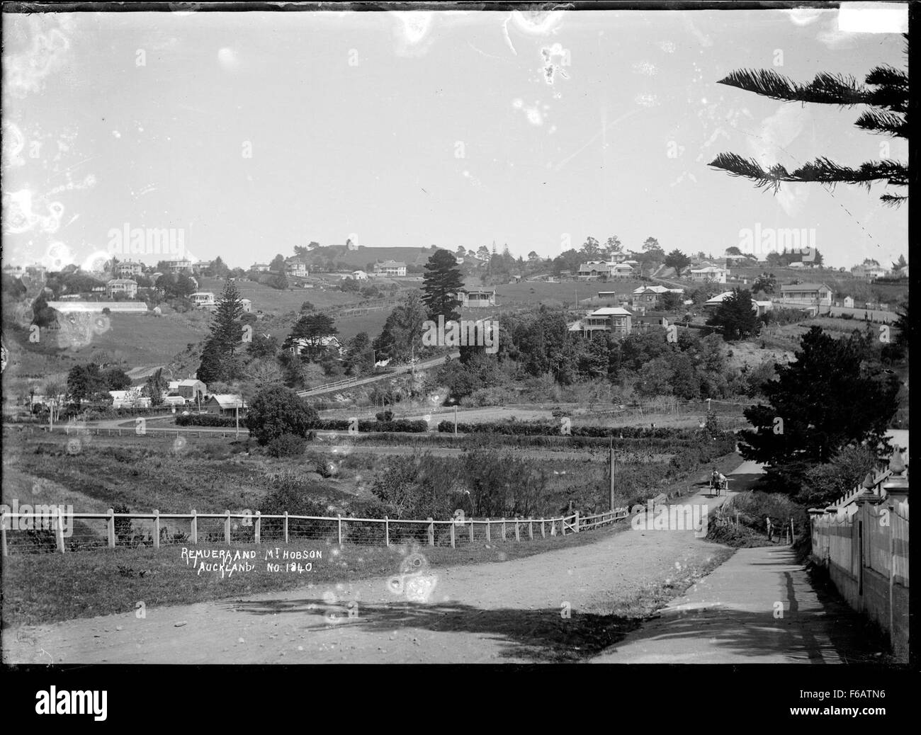 This historical photograph offers a view of Remuera, Auckland, captured ...