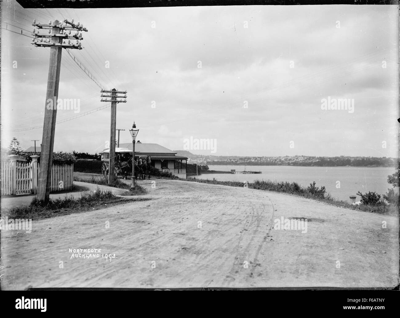 A historic view of a street in Northcote, Auckland, captured in the ...