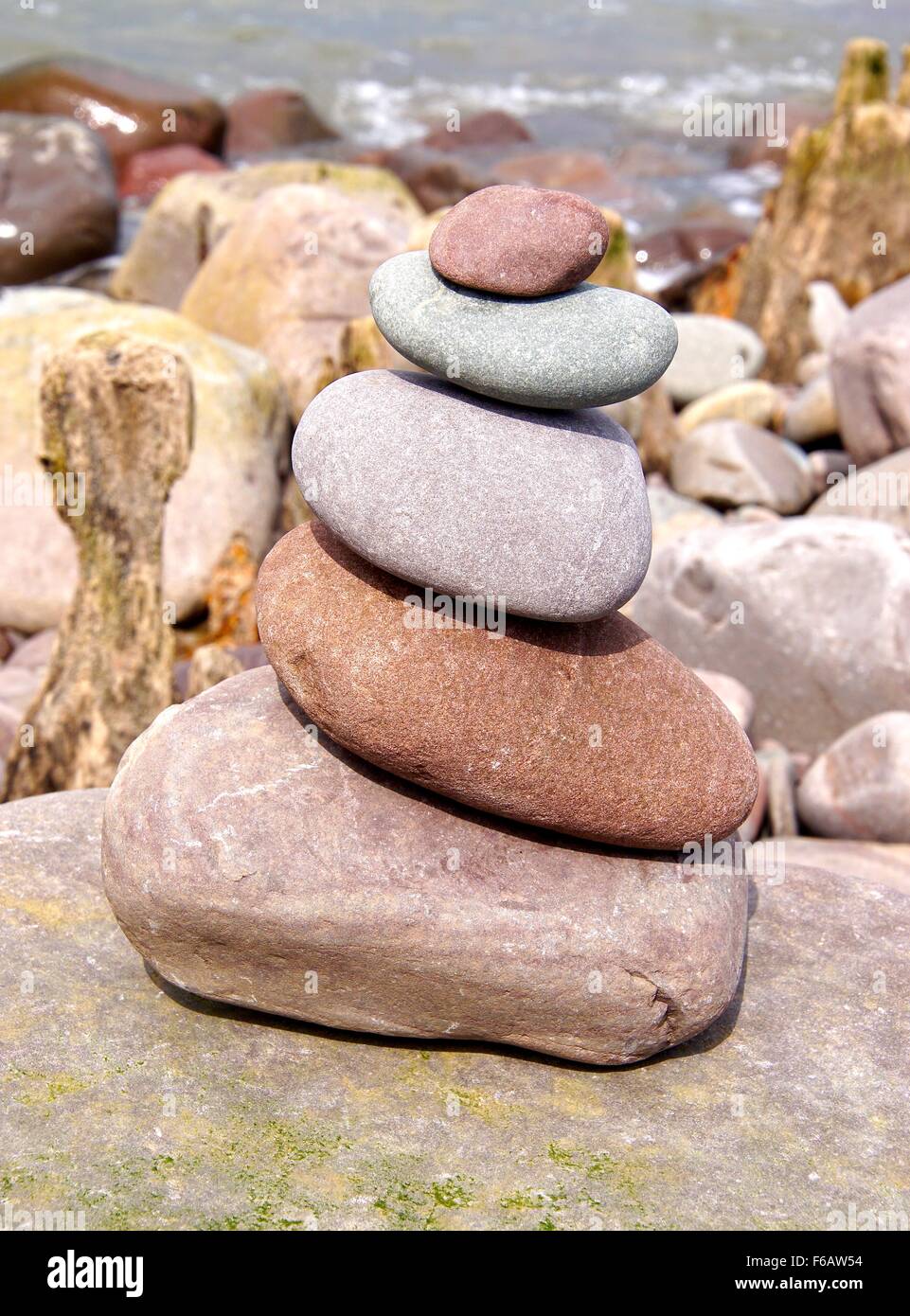 A pile of pink pebbles on the beach at Porlock, Devon, UK Stock Photo ...