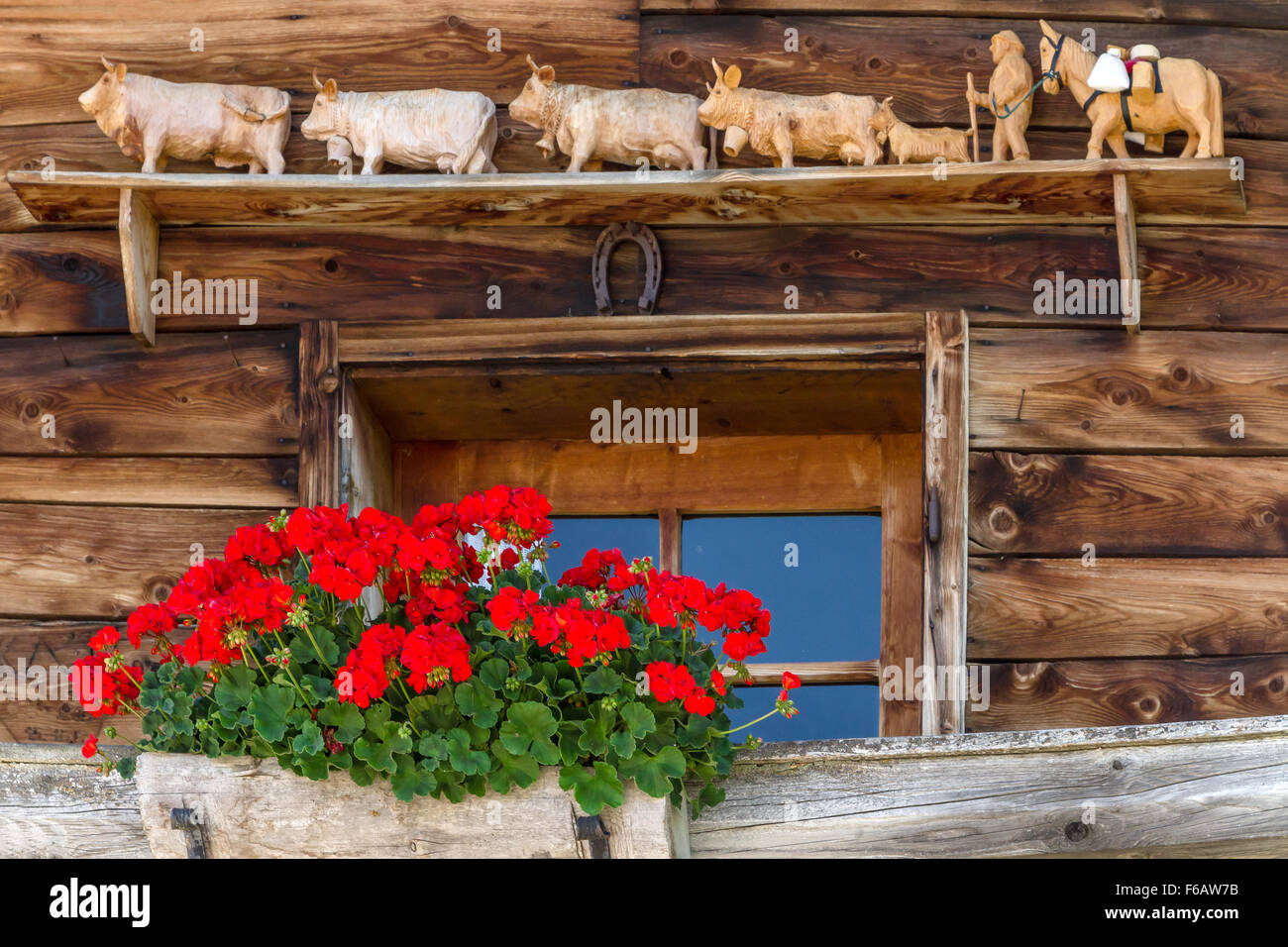 Window of typical old alpine farmhouse Stock Photo - Alamy