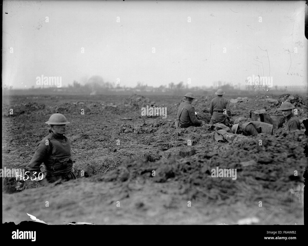 This World War I photograph shows New Zealand soldiers in trenches near ...