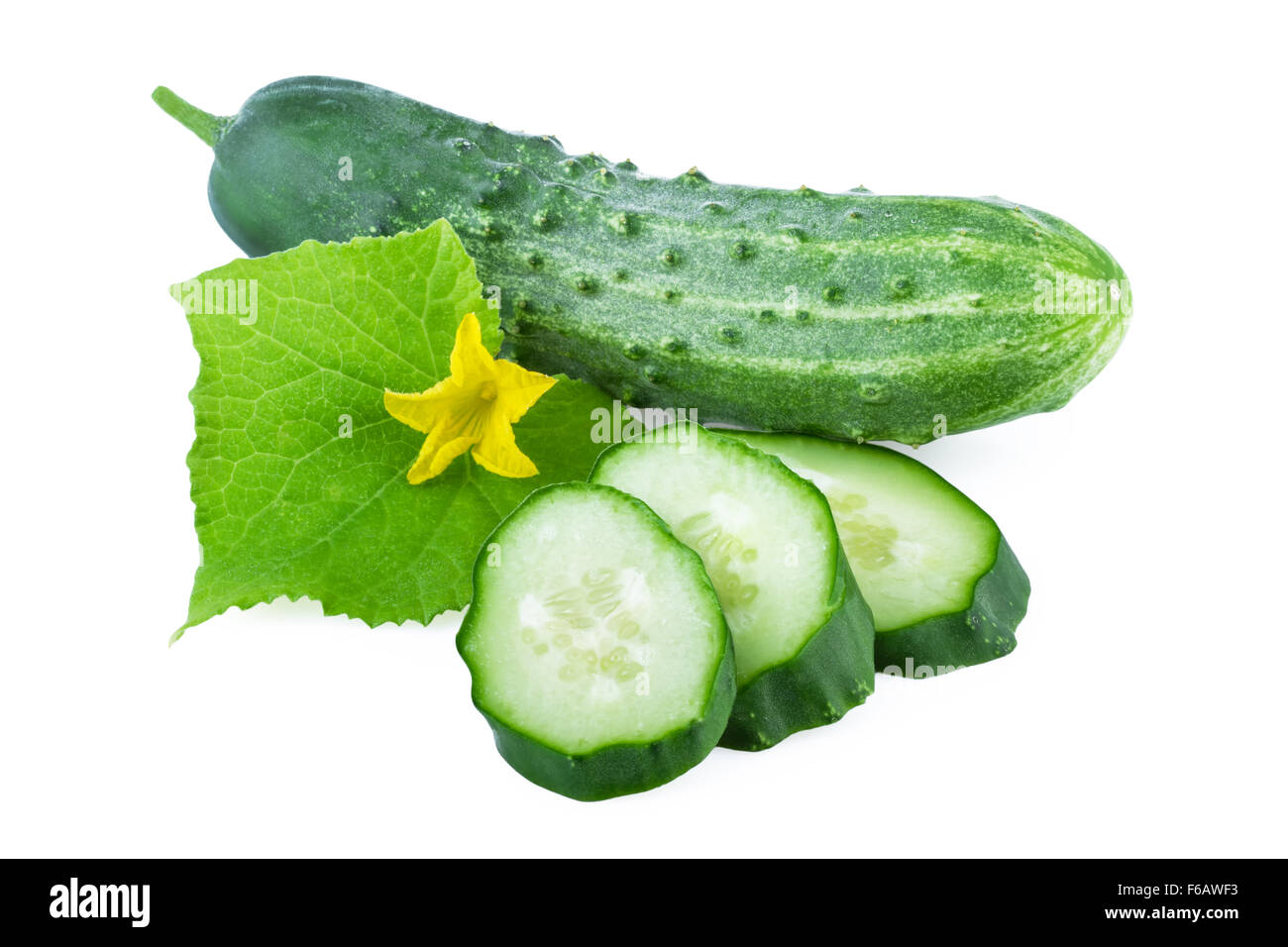 Cucumber cut slices isolated on white Stock Photo - Alamy