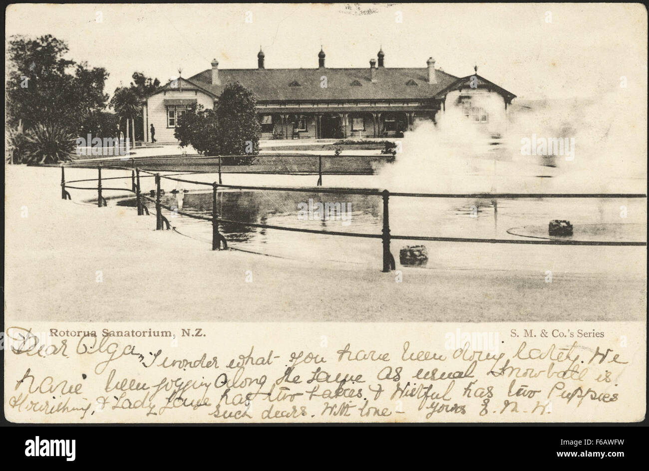 This early 20th-century postcard from New Zealand features the Rotorua ...