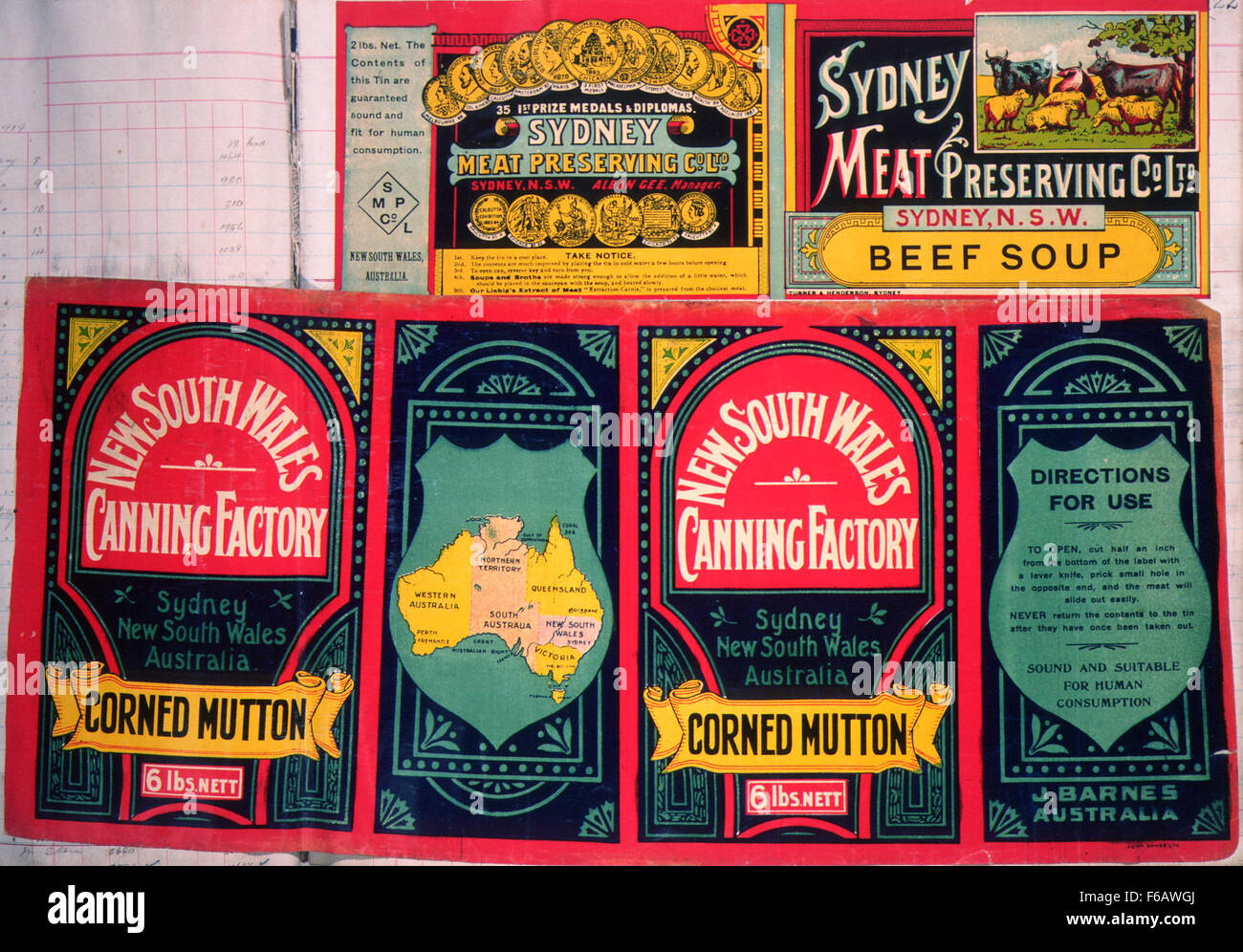 These labels represent the Sydney Meat Preserving Company Ltd, located ...
