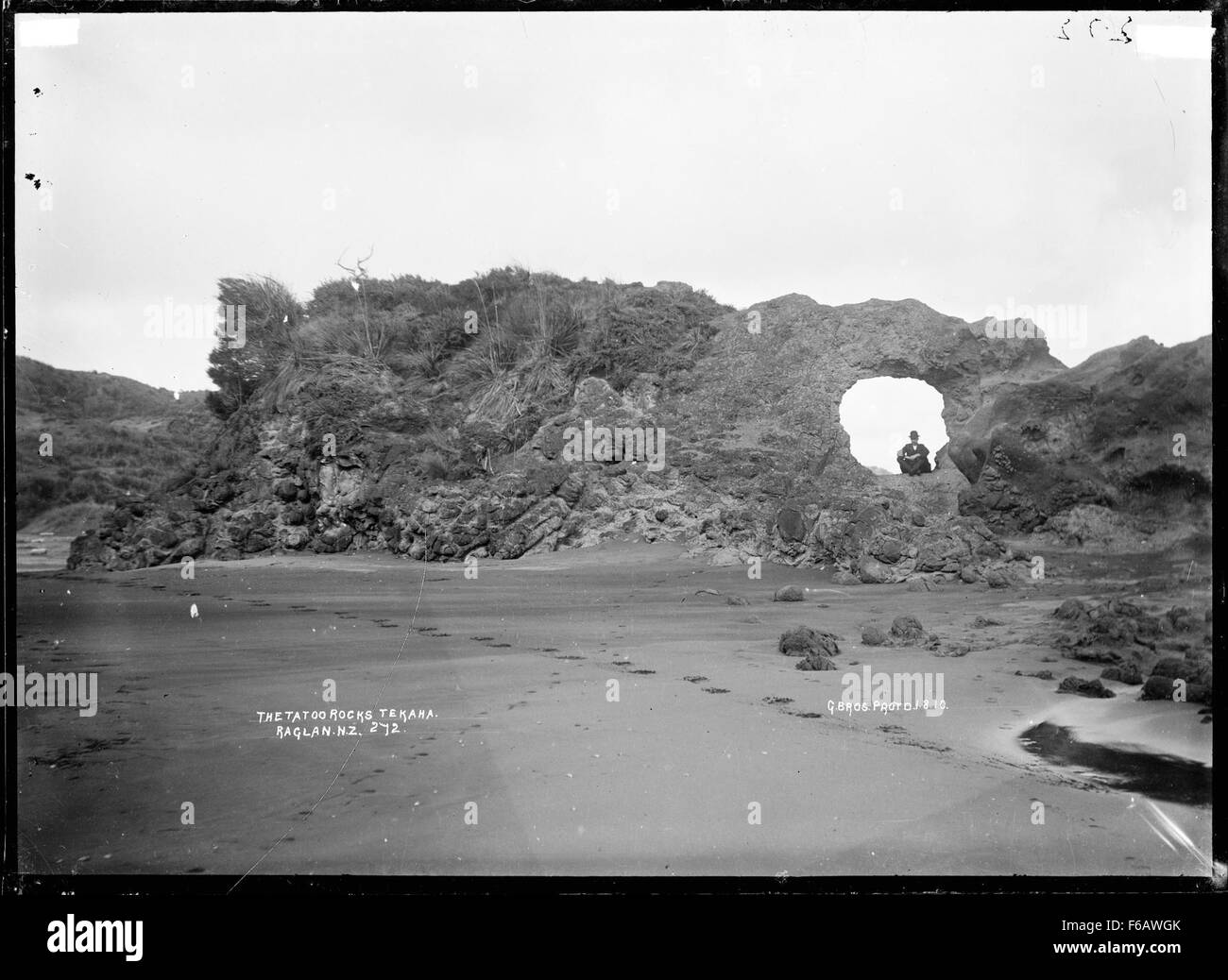 The Blowhole Arch at Mussel Rock, located at Te Kaha Point in New ...